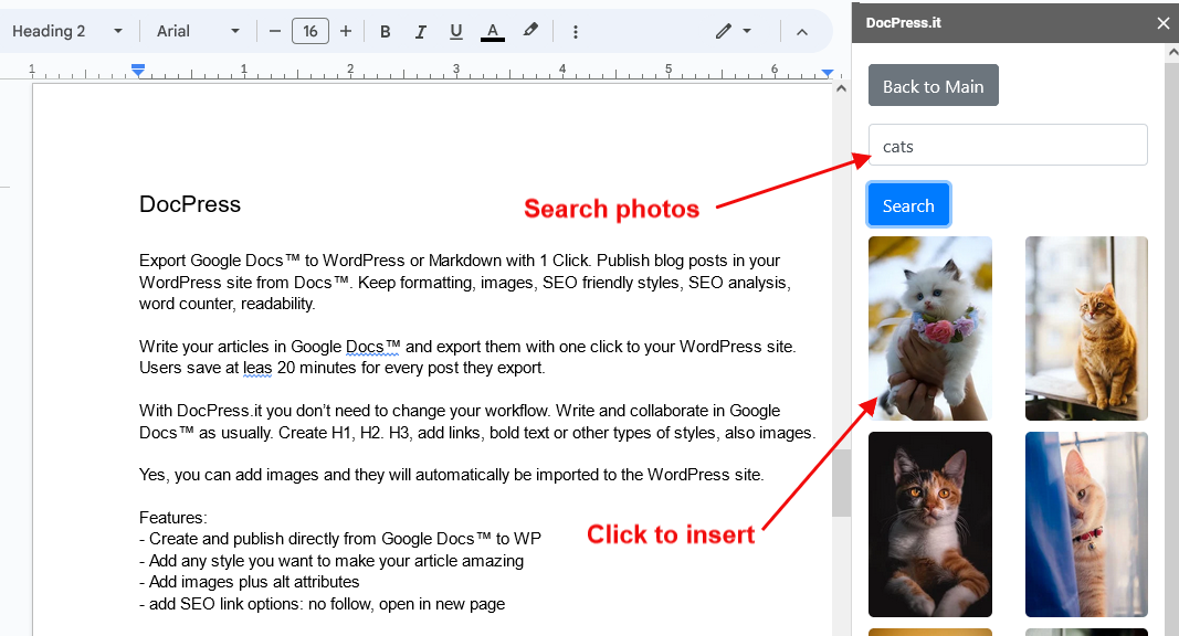 Add Free Stock Photos To Your Docs from DocPress - DocPress